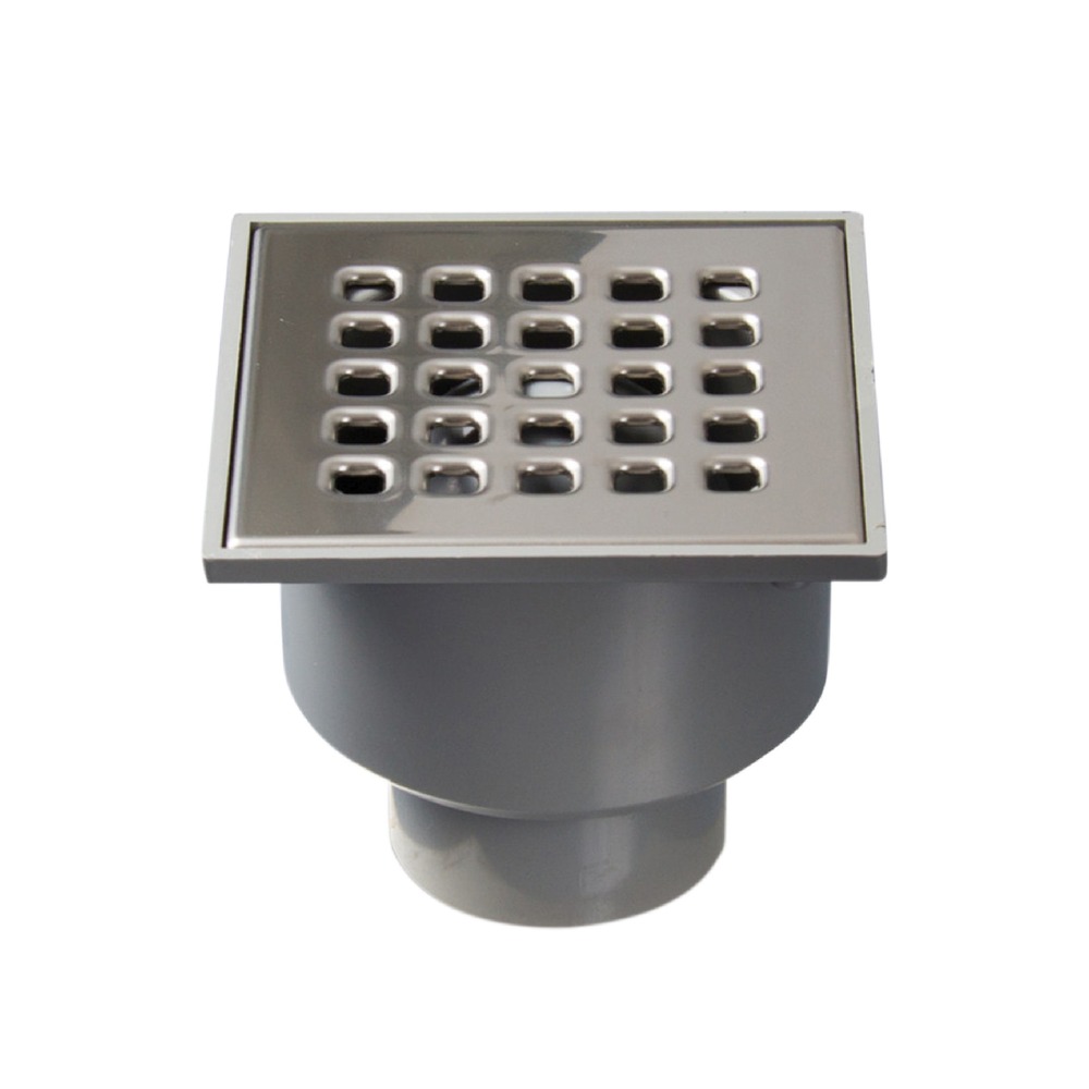 Doucheput RVS met Onderuitloop 105x105mm - Bouwmaat