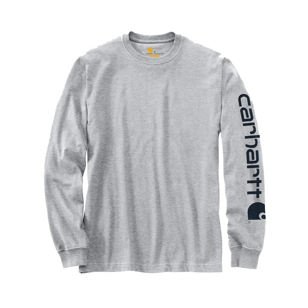 Carhartt Longsleeve T-Sirt Met Logo Grijs Maat M - Bouwmaat