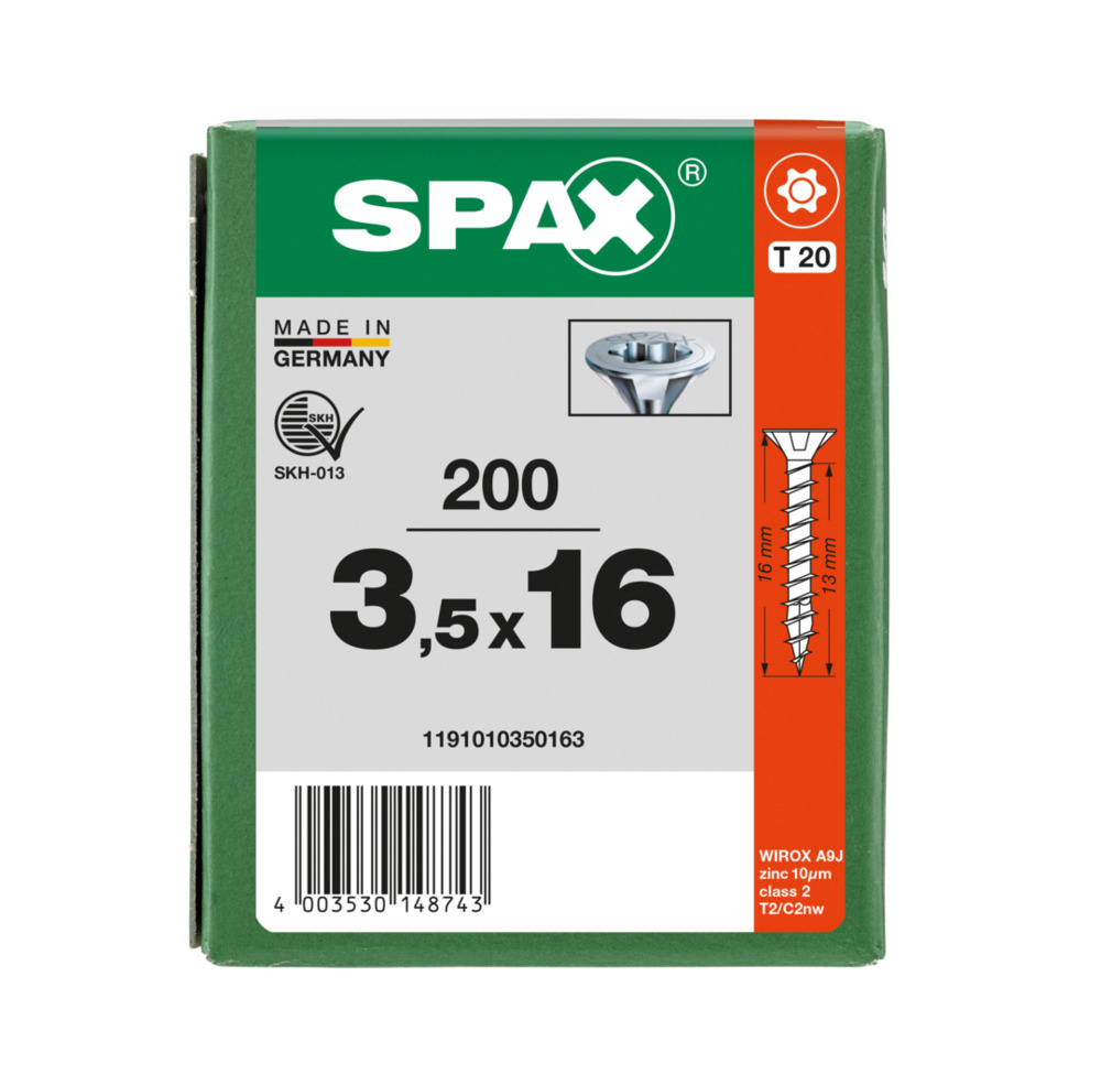 SPAX Universele Schroef Verzinkt VK 3,5x16mm Voldraad T-STAR Plus T20 ...