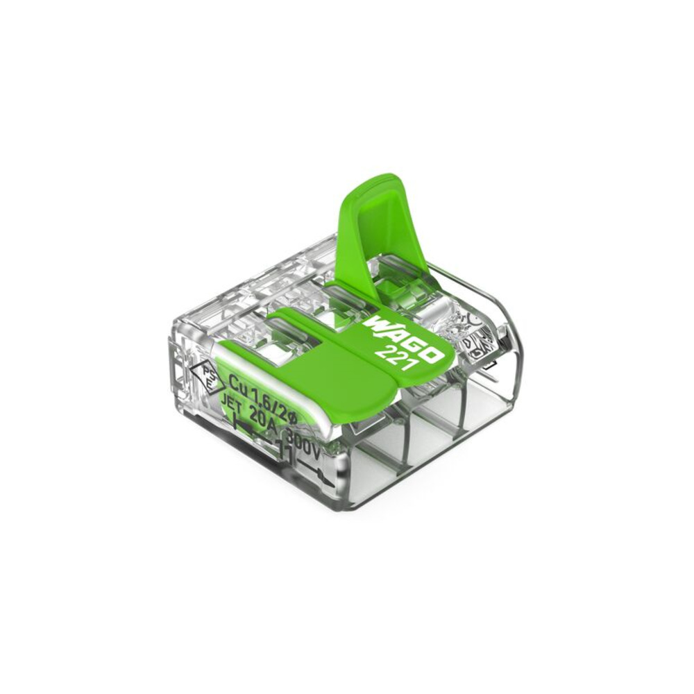Wago Green Line Verbindingsklem Compact 221-423 3x4mm2 50st - Bouwmaat
