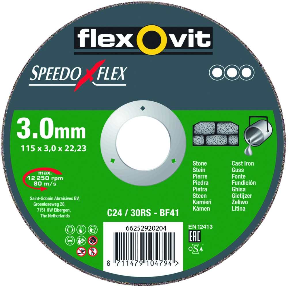 Flexovit Speedoflex Doorslijpschijf C24/30RS 115x3x22,23mm T41 - Bouwmaat